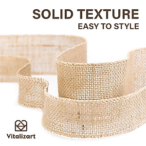 Vitalizart Wired Burlap Ribbon 1.5 in x 20 Yd Burgundy Natural Jute Ribbon for Crafts,Christmas Decoration,Wreaths, Gift Wrapping