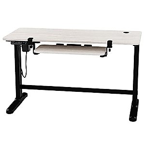 Truweo Adjustable Electric Standing Desk – 50 x 23.6 inches Sit to Stand Office Desk with Cable and Sliding Keyboard Tray – 3 Controlled Memory Height Settings – Anti-Scratch Surface – Grey
