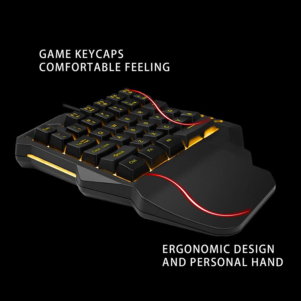 7KEYS One-Handed Gaming Keyboard RGB Backlit, 35 Keys Ergonomic Mini Keyboard with Wrist Rest, Half Keyboard for PC Gaming (Keypad Set B)