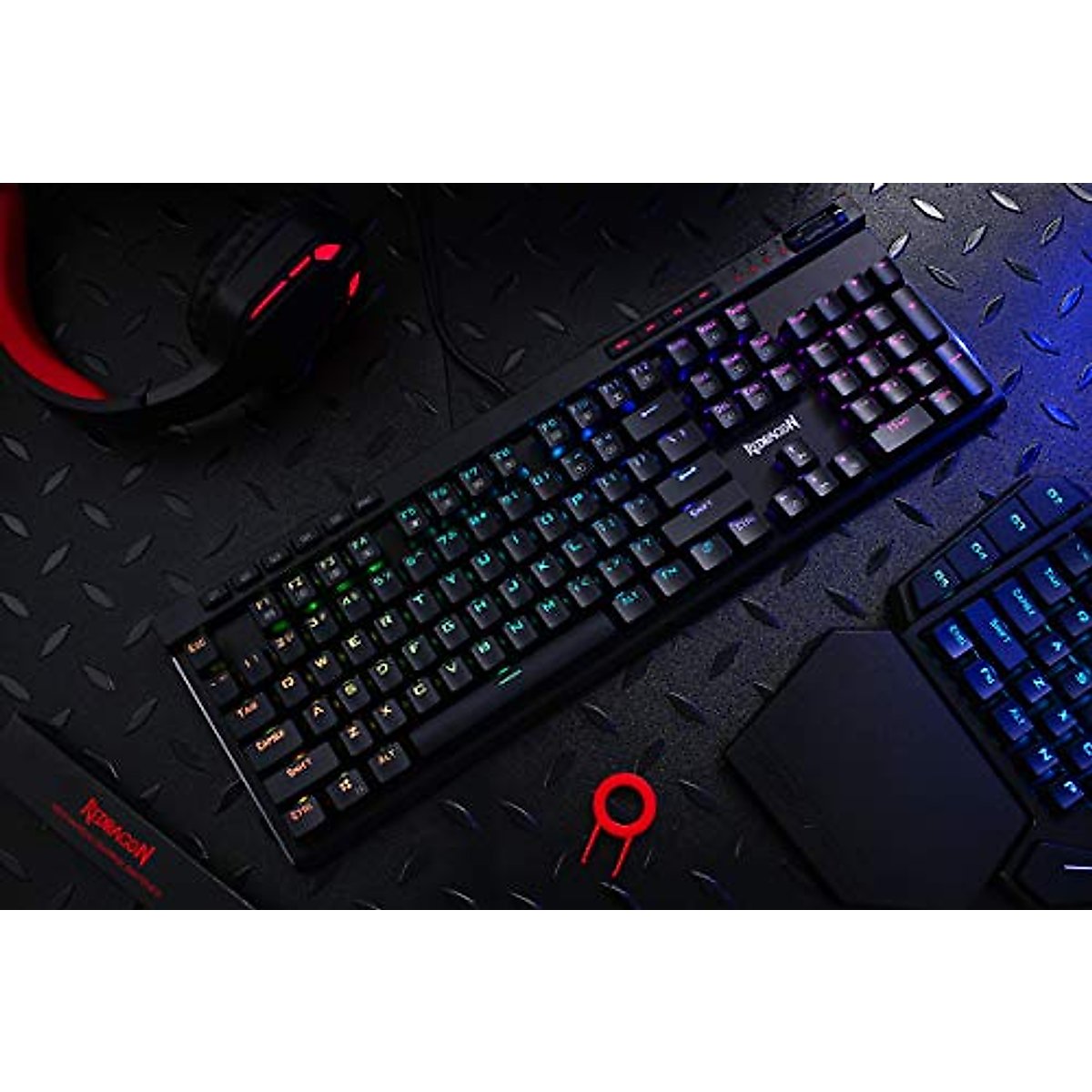 Redragon K580 VATA RGB LED Backlit Mechanical Gaming Keyboard with Macro Keys & Dedicated Media Controls, Onboard Macro Recording (Blue Switches)