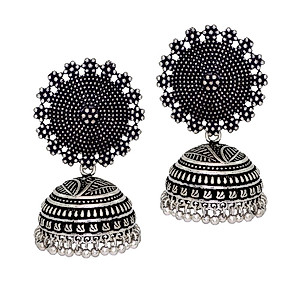 Jaipur Mart Oxidised Plated Jhumka Indian Unique Ethenic bollywood Earrings Jewellery