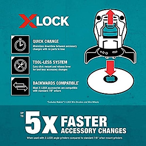 Makita E-00468 X-LOCK 5" x 1/4" x 7/8" Type 27 General Purpose 36 Grit Abrasive Grinding Wheel for Metal & Stainless Steel Grinding