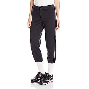 Mizuno Adult Women's Belted Piped Fastpitch Softball Pant, Black-White, Small