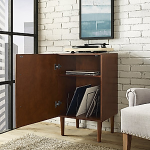 Crosley Furniture Everett Player Stand with Storage for Vinyl Records, Mahogany