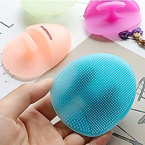 INNERNEED Super Soft Silicone Face Cleanser and Massager Brush Manual Facial Cleansing Brush Handheld Mat Scrubber For Sensitive, Delicate, Dry Skin (Pack of 4)