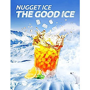 YISUFO Nugget, Pebble Ice Makers Countertop, 30lbs/Day, Self-Cleaning, 2 Ways Water Refill, Stainless Steel Sonic Ice Maker Machine with 3Qt Water Reservoir, for Home Office Party Bar