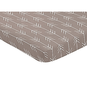 Sweet Jojo Designs Stone and White Arrow Baby Boy Fitted Mini Portable Crib Sheet for Outdoor Adventure Collection - for Mini Crib or Pack and Play ONLY