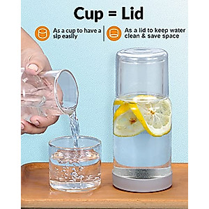 Bedside Nightstand Water Carafe and Glass Set, Night Water Carafe with Tumbler Cup, Clear Glass Mouthwash Dispenser for Bathroom, with Silicone Coaster, Heat and Cold Resistant, 18 OZ