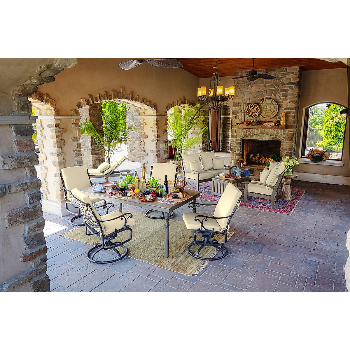 Arden Selections Outdoor Midback Chair Cushion, 18 x 16.5, Rain-Proof, Fade Resistant 16.5 x 18, Tan Leala