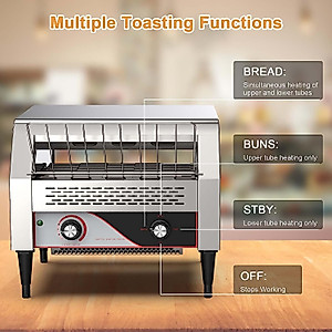 Conveyor Toaster 450 Slices/Hour - Commercial Toaster for Restaurant Heavy Duty - Auto Discharge Commercial Conveyor Toaster - 2600W Stainless Steel Toaster Oven for Buffets/Famliy Day/Camping