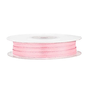 LIUYAXI Pink Double Faced Satin Ribbon, 1/8" X50 Yards, Thin Ribbons Perfect for Gift Wrapping DIY Craft Hair Bows Tag Floral Arrangement
