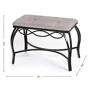 Mango Steam Heather Gray Shoe Bench - Vanity Seat for Makeup Room, Dressing Stool, Entryway Bench - Powder Coated, Upholstered, Space Saving