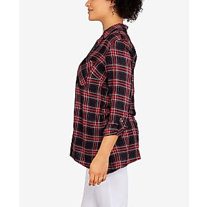 Ruby Rd. womens Flannel Top Blouse, Black Multi, Small US