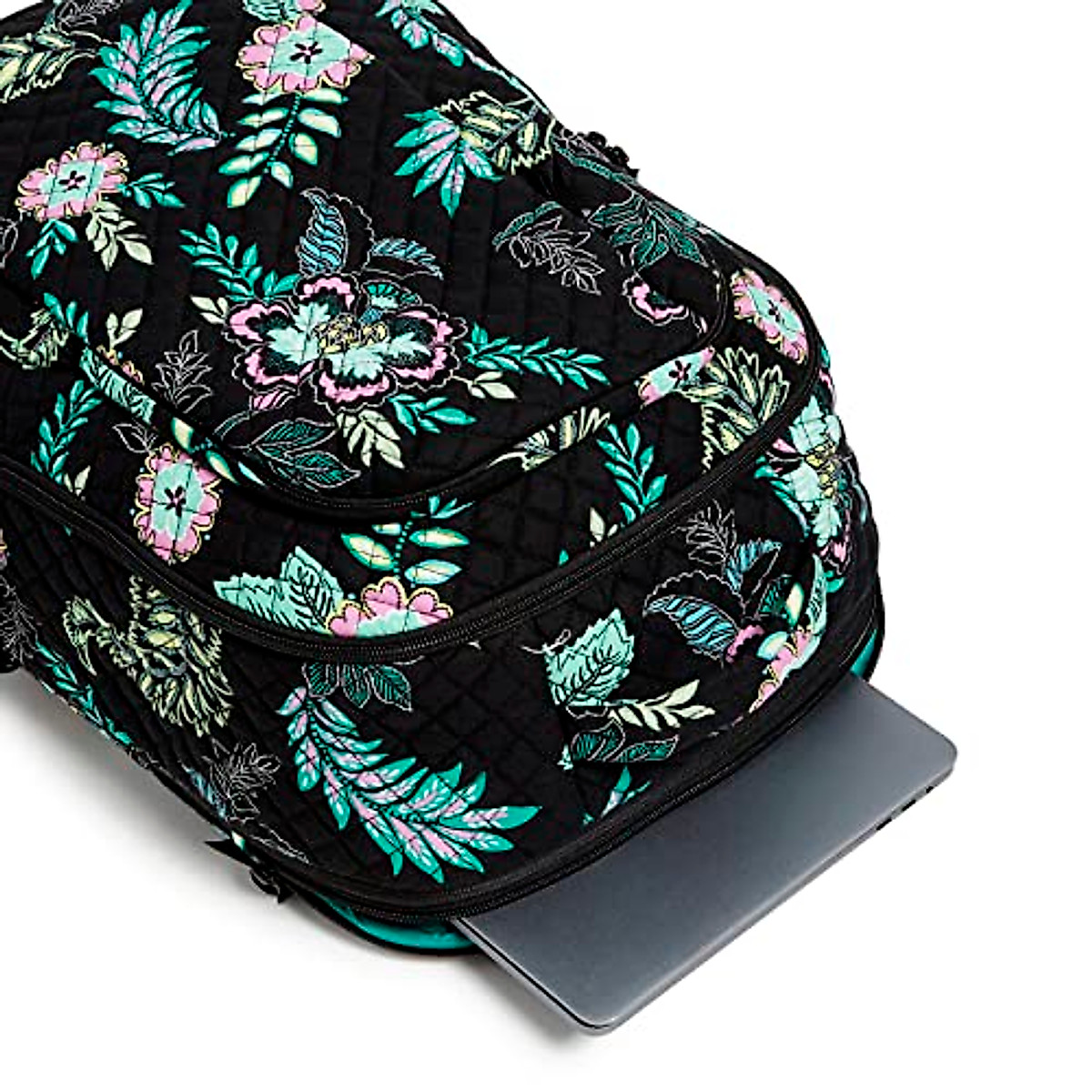 Vera Bradley Women's Cotton Large Travel Backpack Travel Bag, Island Garden - Recycled Cotton, One Size