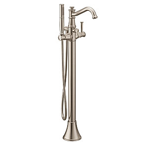 Moen 9025BN Belfield One-Handle Freestanding Floor Mount Tub Filler with Handshower, Brushed Nickel