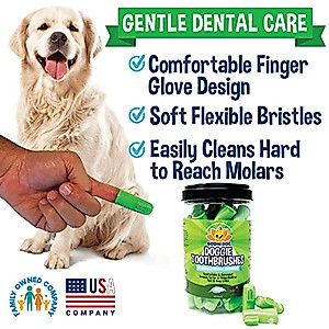 Gentle Disposable Dog Toothbrushes | Soft High Grade Finger Toothbrush with Silicone Bristles for Pet Dental & Oral Care Teeth & Gum
