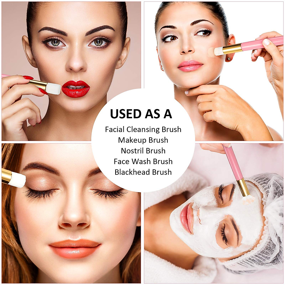 5 Pieces Lash Shampoo Brushes Facial Cleansing Brushes Nose Pore Deep Cleaning Brush Peel off Blackhead Removing Brush Tool Cosmetic Lash Cleanser Brush Eyelash Extensions Nose Blackhead Brush (Pink)