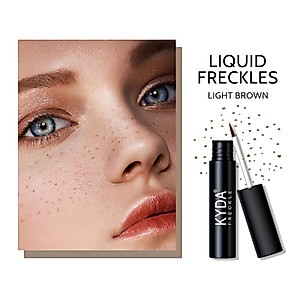 KYDA 2 Colors Liquid Freckle, Natural Freckle Makeup Pen, Longlasting Face Freckle Liquid Makeup, Soft Dot Sopt Pen Magic Freckle Color-Light Brown&Dark Brown