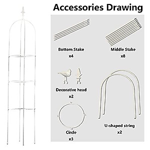 Kamansy Garden Trellis for Outdoor Climbing Plants, Trellis for Potted Plants, Wire Plants Trellis, 6 ft Tall Iron Metal Trellis Plants Trellis