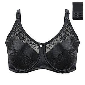 Pocket Bra for Crossdressing Mastectomy Prosthesis Breast Forms Underwired Post-Surgery Bra Black 46/105D