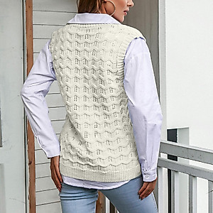 Padaleks Women's Oversized Fall Winter Pullover Sweater Vest Sleeveless V Neck Vintage Loose Casual Knitted Top