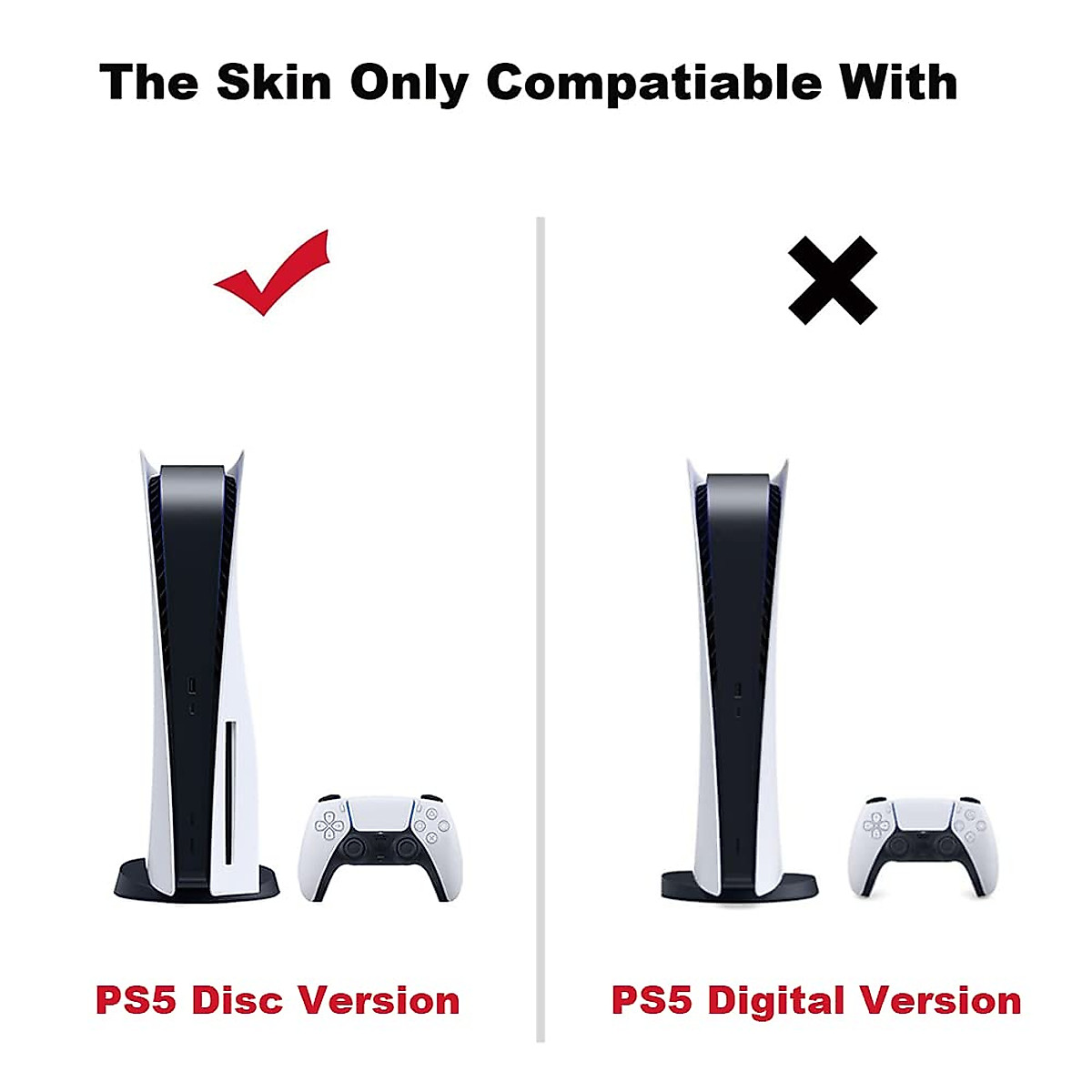 Skin Sticker for PS5 Disc Console and Wireless Controllers, Protective Vinyl Decal Full Cover Wrap for Disc Edition (Grey)