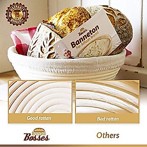 9 Inch Bread Banneton Proofing Basket - Baking Bowl Dough Gifts for Bakers Proving Baskets for Sourdough Bread Scraper Tool Starter Proofing