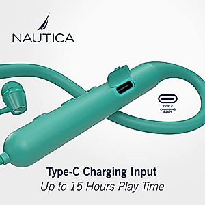 Nautica B310 Sport Wireless Bluetooth Earphones with Type-C Charging Cable, Neckband Earphones Magnetic Earbuds, Bluetooth v5.0 Earphones High Volume Levels, Flexibility, Portable Sweat Proof (Green)