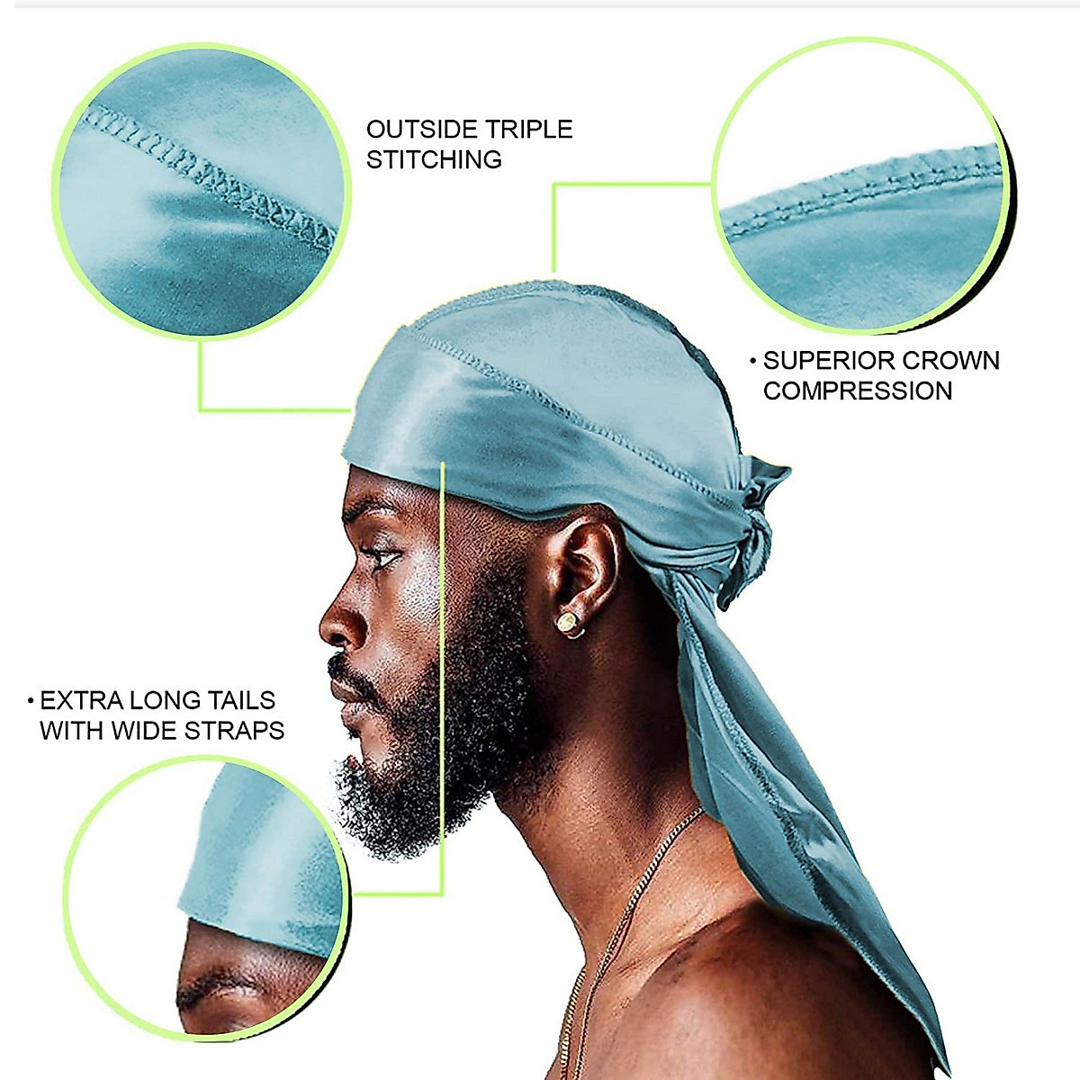 BIGEDDIE 12Pcs Durag Pack, Durags for Men Silky, Silk Durag for Men Women Waves, Satin Du rag with Long Tail and Wide Straps 12 Colors