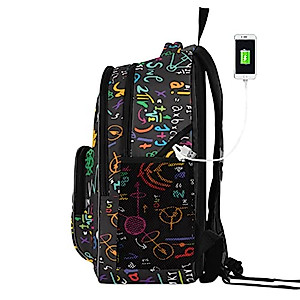 ZENWAWA Math Science Kids Backpack Large Capacity Student School Backpack Purse with Multiple Pockets Laptop Compartment Reflective Strip 12.6×6.7×17.7 inch