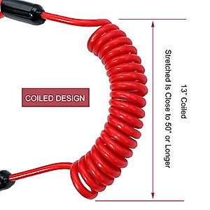 Boat Engine Emergency Stop Switch Safety Lanyard Cord Replacement for Yamaha Jet Ski WaveRunner WaveVenture WaveRaider WaveJammer WaveBlaster FX140 - Replace EW2-68348-00-00, 50 Inch/130 cm Long
