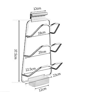 bangminda 2pcs 3 Layer Pot Lid Organizer Pot Lid Holder Cookware Storage Bracket for Cupboard Door/Wall Mounting With Catch Tray, No Drilling Required