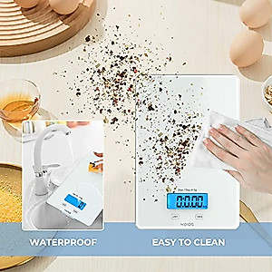 KOIOS USB Rechargeable Food Scale, 33lb/15Kg Kitchen Scale Digital Weight Grams and oz for Cooking Baking, 1g/0.1oz Precise Graduation, Waterproof Tempered Glass, 6 Weight Units, Tare Function
