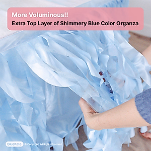 Bluekate Blue Tutu Table Skirt. 6ft Table Skirt with Double Layer Organza Willows for Under the Sea Decorations, 1st Baby Boy Birthday Décor, Elephant Baby Shower Decor, Gender Reveal or Bridal Shower