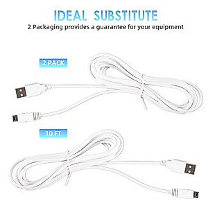 2Pack 10FT Charger Cable for Wii U Gamepad, AC Power Adapter Charger Cord for Nintendo Wii U Gamepad Remote Controller