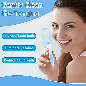 Denovin 6 Pack Tongue Scrapers for Adults, Tongue Cleaner for Oral Care, Tongue Scrubber Helps Reduce Bad Breath and Fresh Breath, Easy to Carry and Use (Pink and Blue)