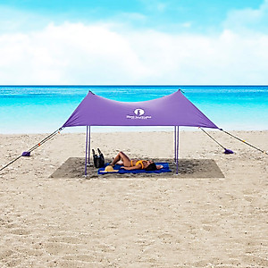 Red Suricata Family Beach Tent & Beach Canopy & 2 Beverage Holders Bundle - UPF50 UV Sun Shade Shelter (Large, Purple)