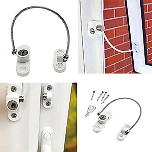 GOSONO Child Safety Locks Window Door Cable Ventilator Kid Lock Baby Security Locking Keyed Opening Restrictor For Baby Protection Prevent Children Falling Window Lock (2PC White)