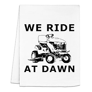 Original Dish Towel, We Ride At Dawn, Flour Sack Kitchen Towel, Sweet Housewarming Gift, Farmhouse Kitchen Decor, White or Gray (White)