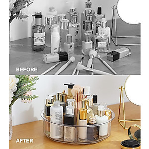 MOXOXKY 2 Tier Lazy Susan Organizer，11.5+9.2 inch Clear 360°Turntable Organizer, Lazy Susan Skin Care Organizer，Spice Rack Organizer for Cabinet for Kitchen, Pantry, Refrigerator, Table