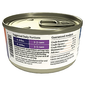 Solid Gold Wet Cat Food Shreds in Gravy - Canned Cat Food Made w/Real Tuna - Five Oceans Grain Free - 24ct/3oz Can