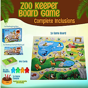 PlayRoute Zoo Keeper Game | Animal Games with Realistic Animal Sounds | 4 Level Board & Card Games | Educational Learning Activity for Kids Ages 5-12 Years and Up