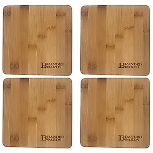 Branded Boards Small Mini All Natural Bamboo Cutting Board, Great for Apartments RV's Home Bar Backpacking Camping Bushcraft Dorm Rooms Picnics & Entertaining (4 Pack)