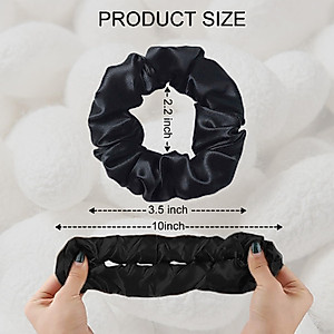 ZIMASILK 100% Mulberry Silk Hair Scrunchies, Best For Women And Girls’ Hair 19 Momme Elastic Hair Bands for Ponytail Holder Gentle And No hurt (3 Pack, Black)