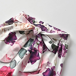 Newborn Baby Girl Clothes Ruffle Sleeve Outfit Floral Pant Set Fall Winter Clothing for Girl 3PCS Purple