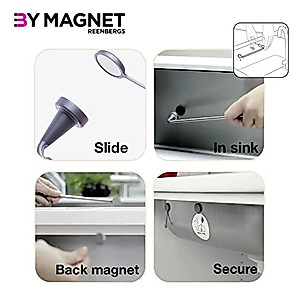 Reenbergs Magnetic Dish Cloth Rail Inside Sink Danish Design Made in Denmark (Regular Magnets for S/S Sink, Stainless Steel)