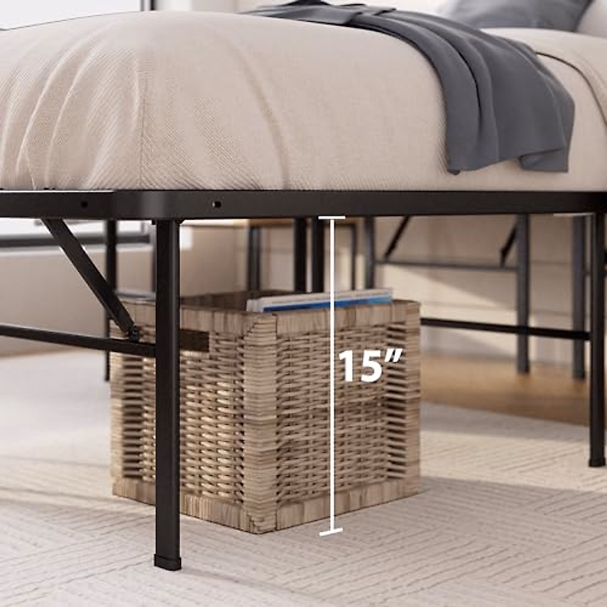 ZINUS SmartBase Heavy Duty Mattress Foundation, 16 Inch Metal Platform Bed Frame, No Box Spring Needed, Sturdy Steel Frame, Underbed Storage, King