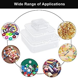 15Pcs Small Clear Plastic Storage Containers with Lids, Empty Mini Plastic Rectangular Storage Box, Beads Storage Box with Hinged Lid for Craft Projects, Jewelry, Tools, Hardware, Small Items, Mix Siz