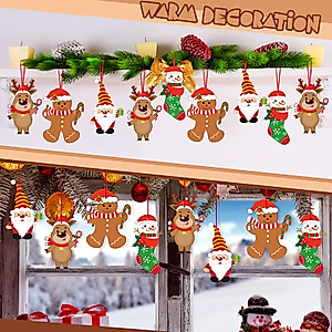 Glenmal 32 Packs Christmas Stocking Ornament Craft Kit Snowman Santa Gingerbread Elves Christmas Crafts Decorations Christmas DIY Hanging Ornament for Home Fun Game Activities(Santa)