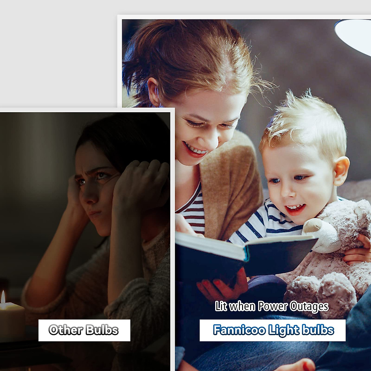 FanNicoo 1500mAh Emergency LED Light Bulbs, Battery Backup Rechargeable Bulbs with Hook Switch 15W 80W Equivalent Bulbs for Power Outage Camping Hiking (6500K Daylight 2Pack)